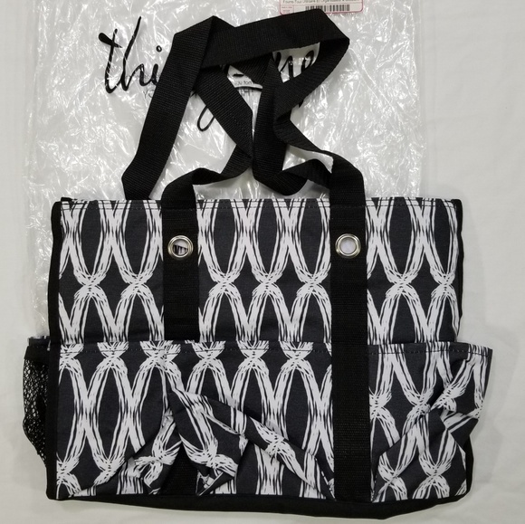 thirty-one | Bags | New Thirty One Black Links Zip Top Organizing Tote ...
